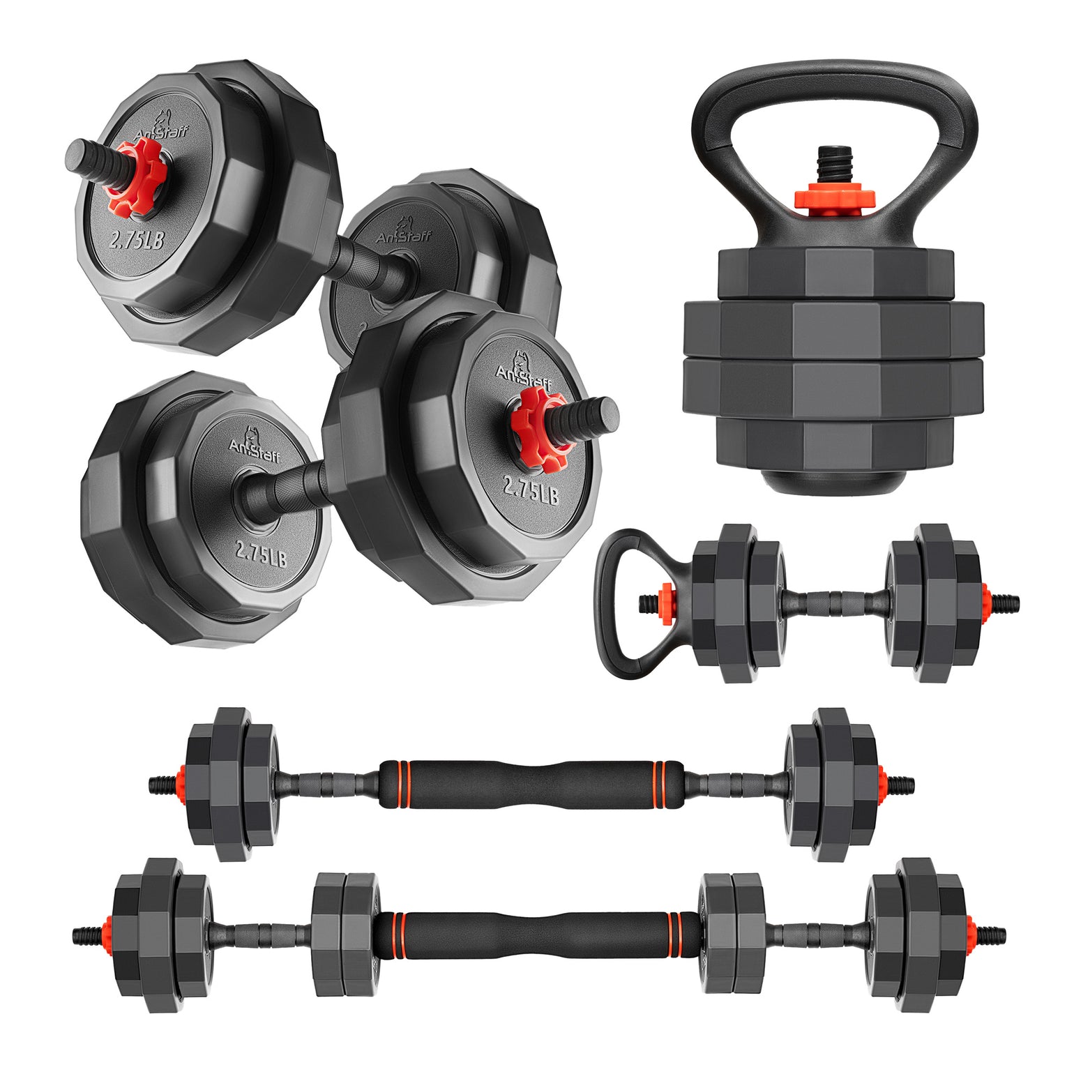 Amstaff Fitness Adjustable Dumbbell Set | 3-in-1 Home Gym Equipment ...