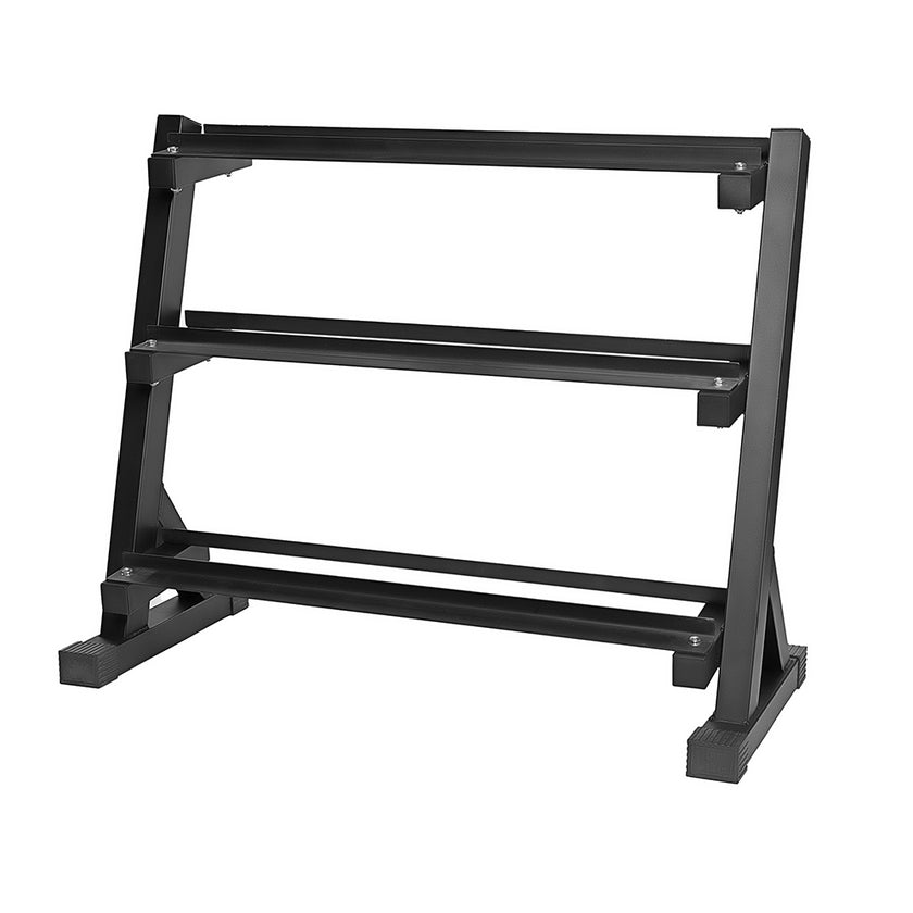 5 - 50lbs Virgin Rubber Dumbbell Set with Commercial 3-Tier Dumbbell R ...