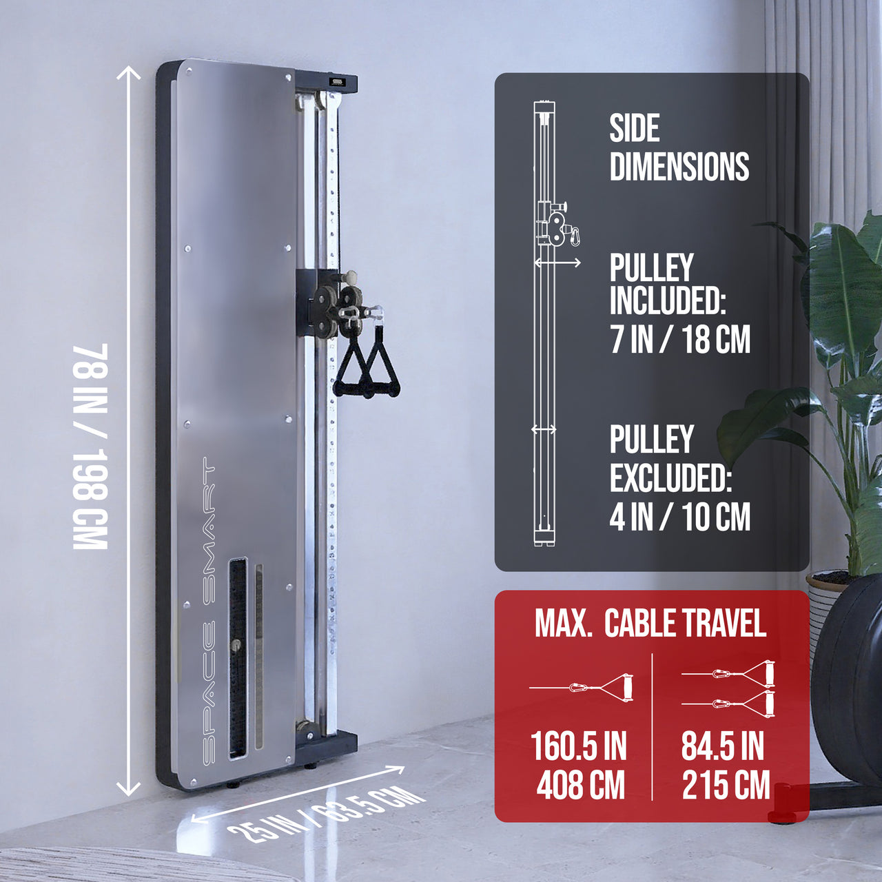 SpaceSmart Wall Mount Functional Trainer - Single Stack | Compact Home ...